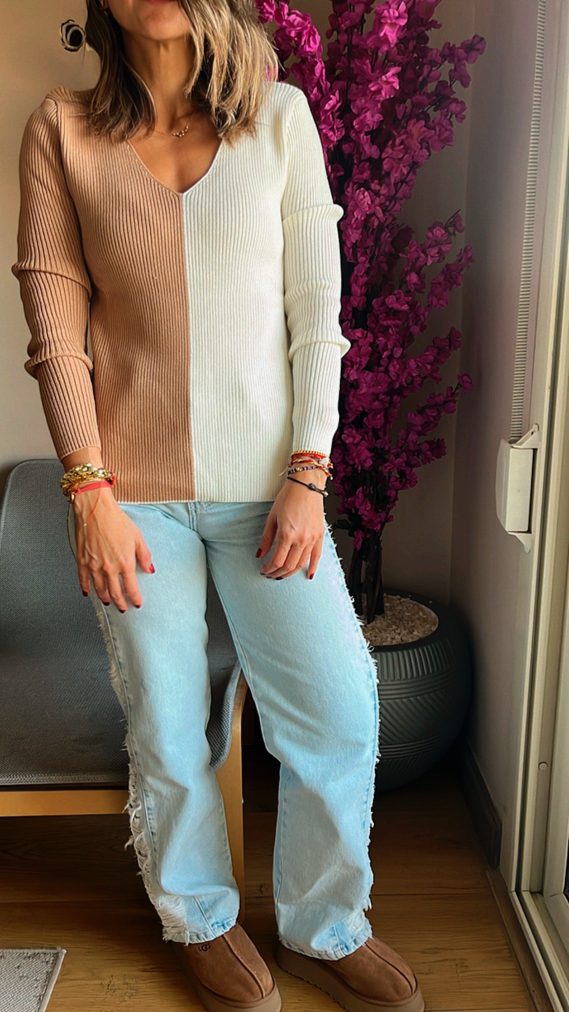 Cafe Halftime Colorblock Knit – Frillu