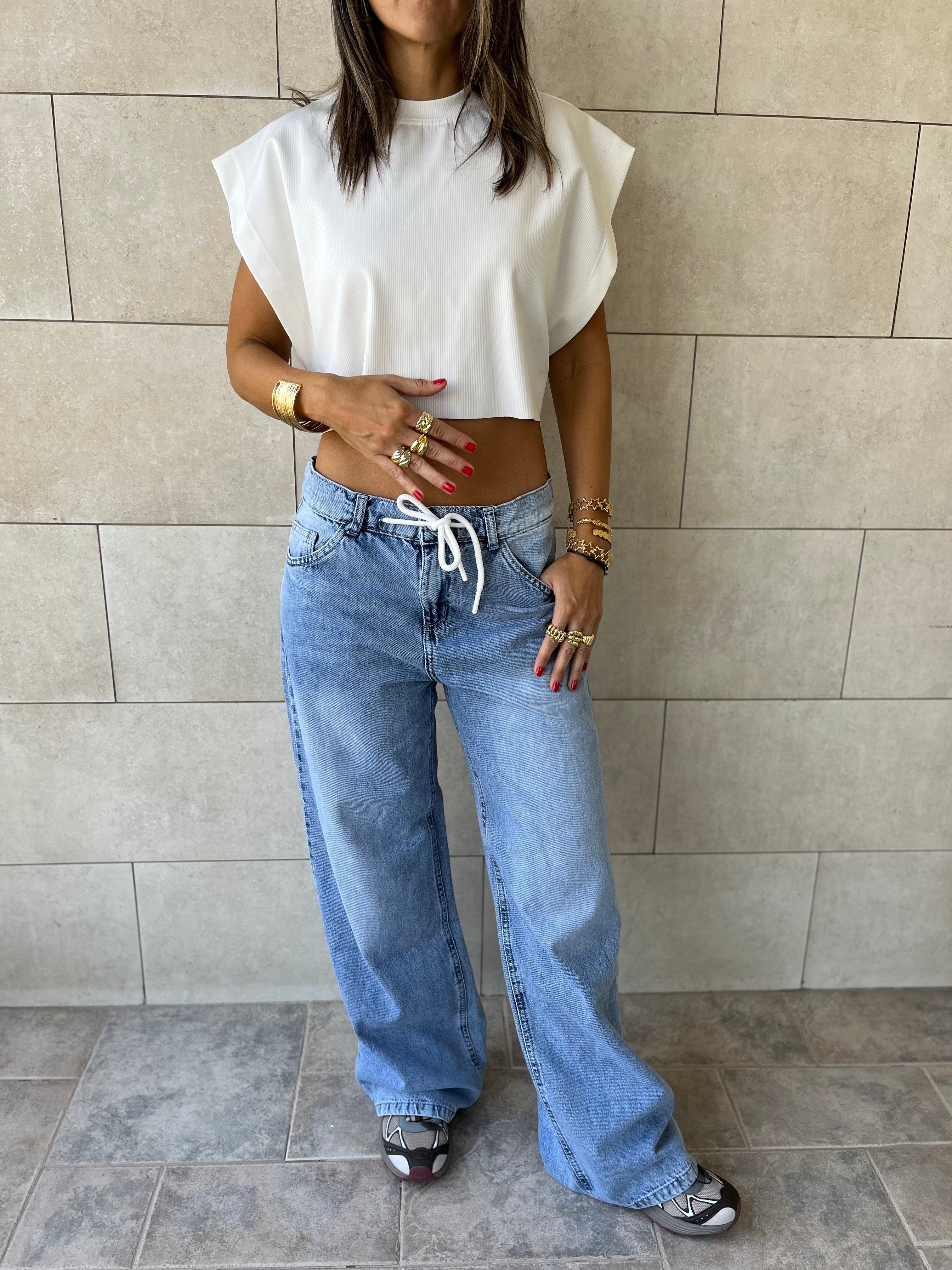 Light Blue Rope Denim jeans – Frillu