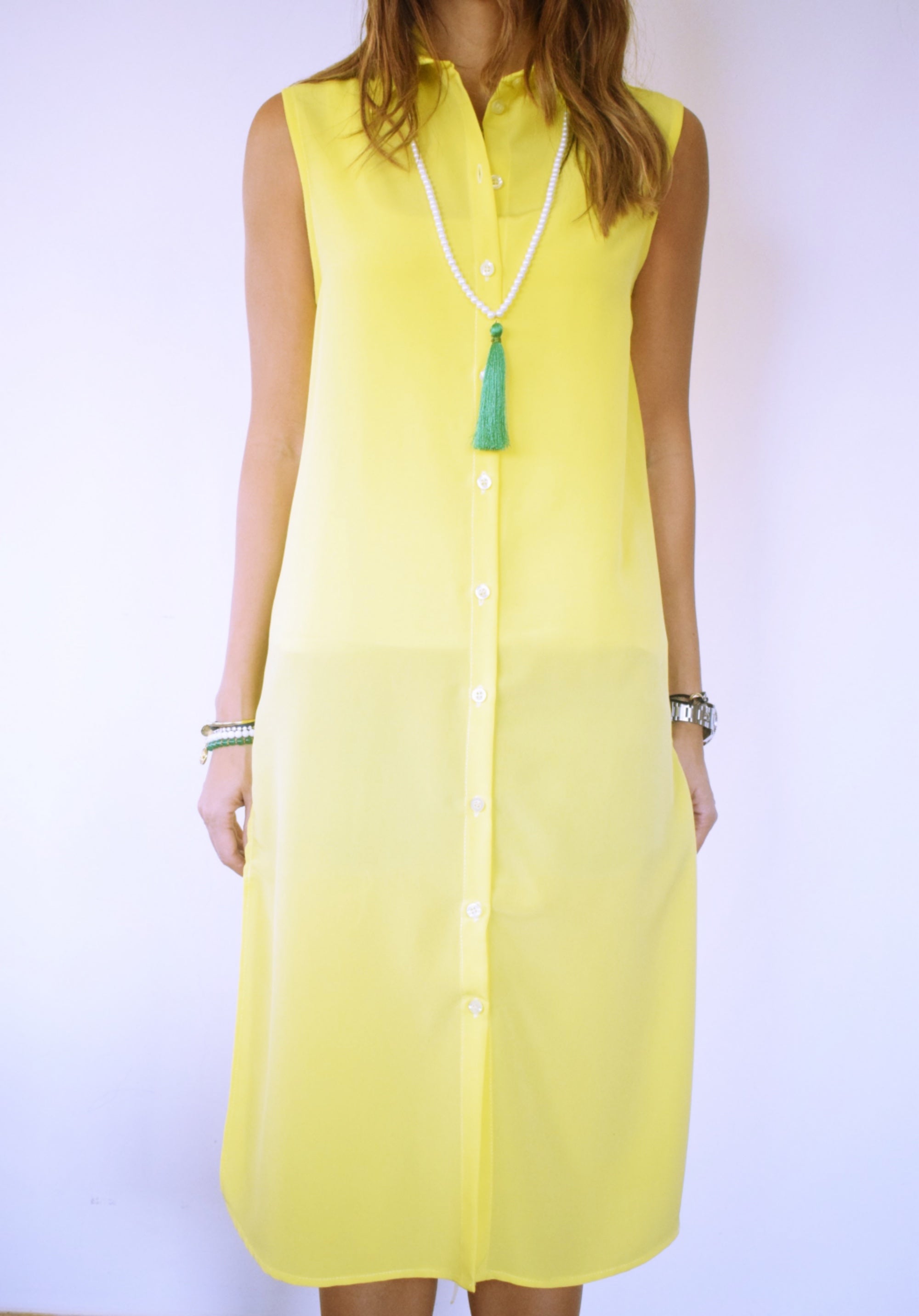 Yellow Sleeveless Beach Shirt – Frillu